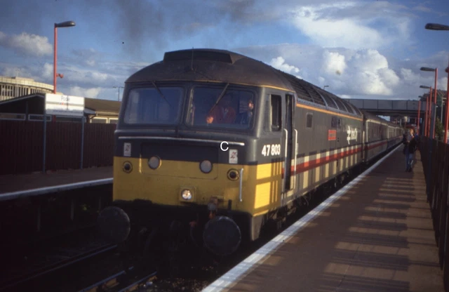 35MM SLIDE BRITISH Railway Br Class 47 - 47803 At Poole 16/08/1990 £3. ...