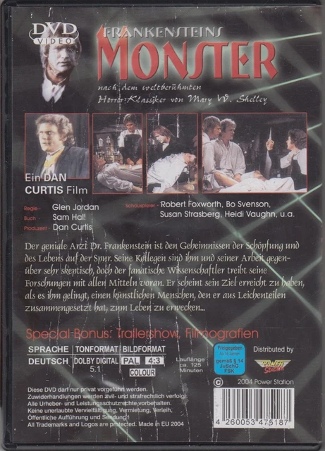 FRANKENSTEINS MONSTER DVD Horrorfilm FSK 16 Deutsch Science-Fiction EUR ...
