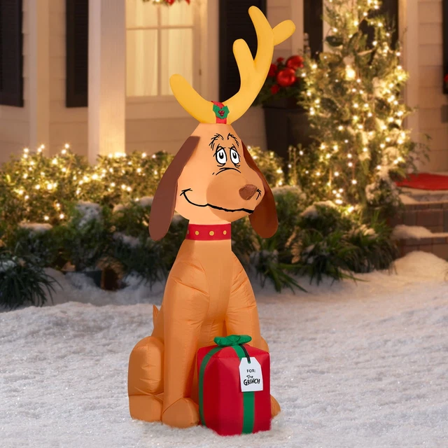 LIFE SIZE MAX Dog LED Airblown Inflatable Christmas Prop Gemmy The ...