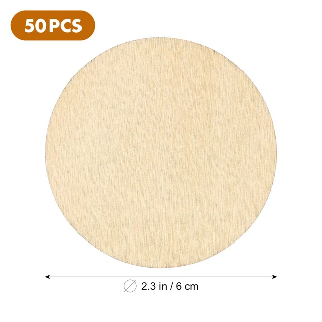 50PCS WOODEN DISCS Unfinished Round for Crafting and Home Decoration ...