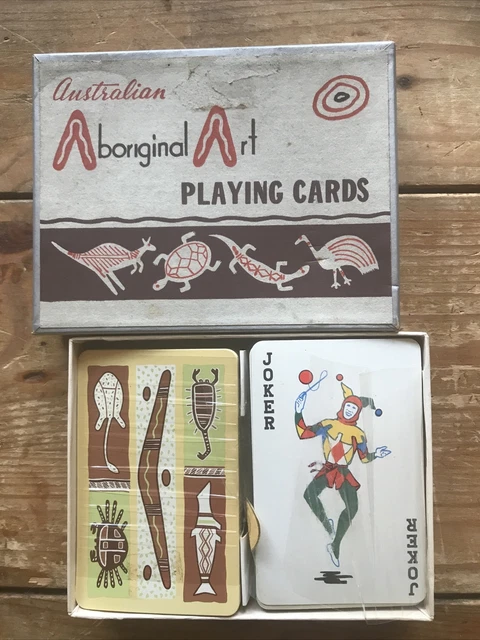PAIR VINTAGE ABORIGINAL Art 1950s playing cards Hudsons Carlton in ...