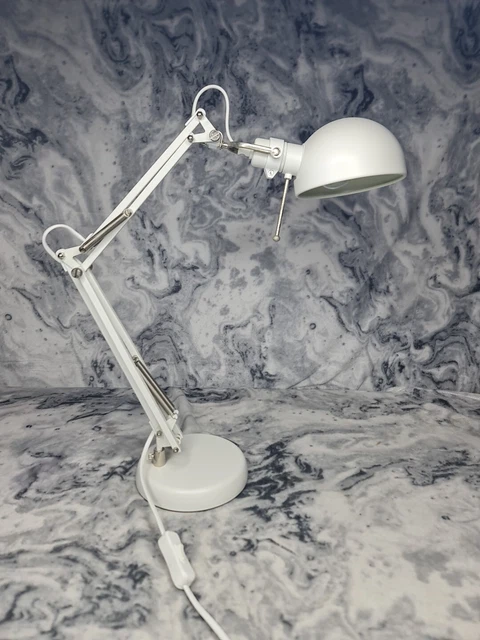 IKEA FORSA A0501 White Desk Table Work Lamp Adjustable Swing Arm Max ...