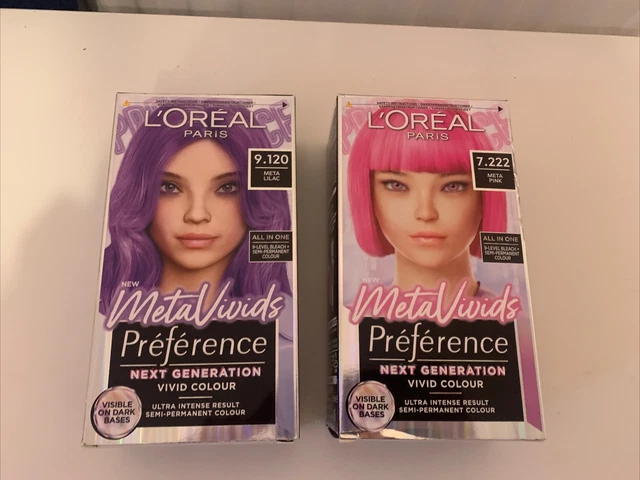 L'ORÉAL PARIS PREFERENCE Meta Vivids Semi-Permanent 7.222 Pink & 9.120 ...