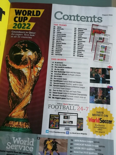 WORLD SOCCER MAGAZINE Aug 2022 WORLD CUP 2022 Preview Mbappe Neymar ...