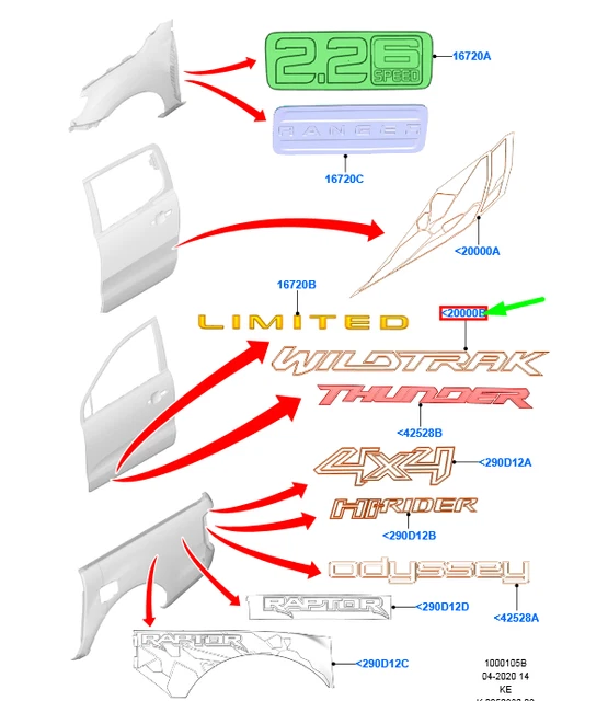 BANDE AUTOCOLLANTE FORD RANGER T6 2218700 NEUF ORIGINAL EUR 64,74 ...