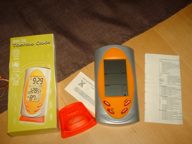THERMO-CLOCK MIT THERMOMETER, Hygrometer, Uhrzeit, Alarm - NEU & OVP ...
