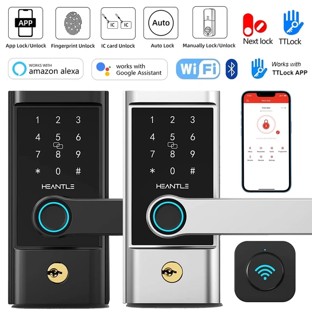 HEANTLE FINGERPRINT WIFI Smart Door Lock Keyless Entry Digital Keypad ...