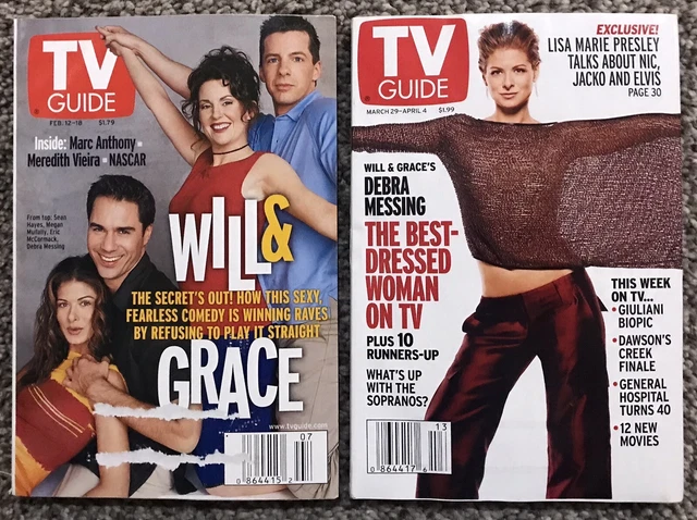 TV GUIDE WILL & Grace Bundle February 12-18, 2000 March 29-April 4 ...