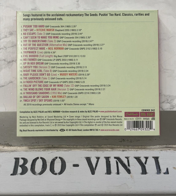 THE SEEDS: PUSHIN' Too Hard (Original Soundtrack) Big Beat CD NM / NM £ ...