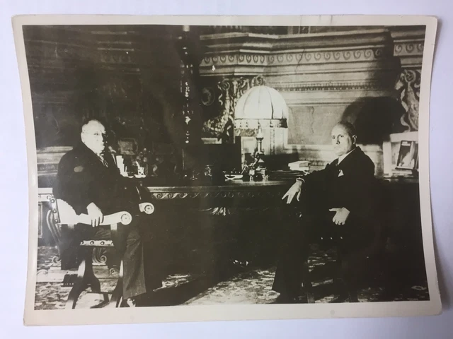 WW2 PHOTO PRESS Mussolini - Litvinoff at the Palace of Venice B152 £18. ...