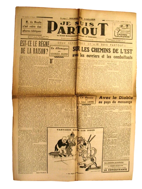 JE SUIS PARTOUT N° 559 du 18/04/1942- Rédacteur en chef Robert ...