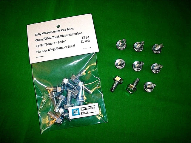 73-87 CHEVY TRUCK Rally Wheel Center Cap Bolts 12pc NEW REPLACEMENT ...