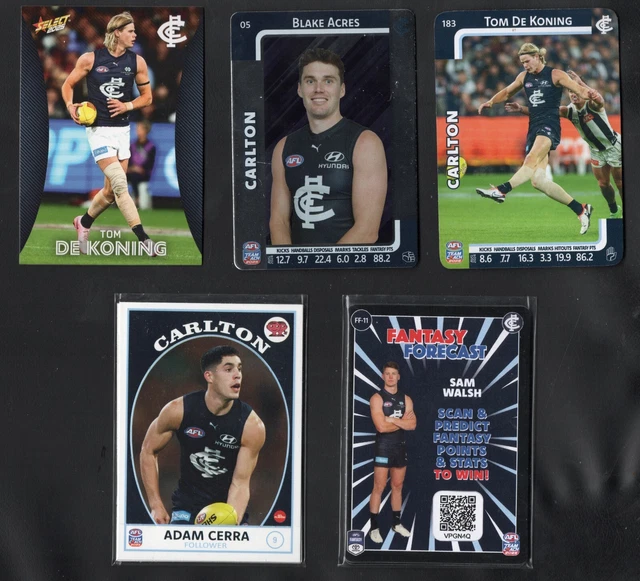 2025 AFL TEAMCOACH & SELECT 5 x TEAM SETS [BASE & INSERTS] 46 CARDS ...
