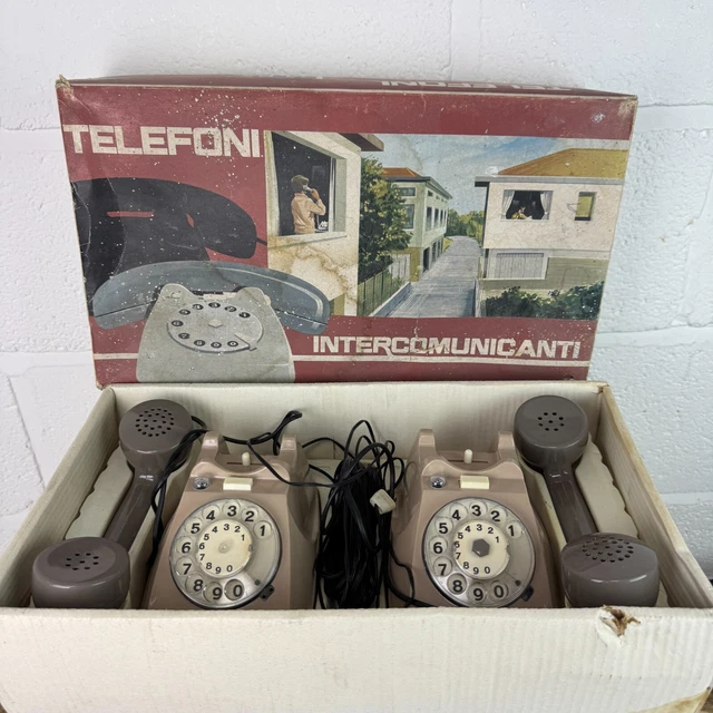 TELEFONI INTERCOMUNICANTI VINTAGE wired set of two telephones Italian ...