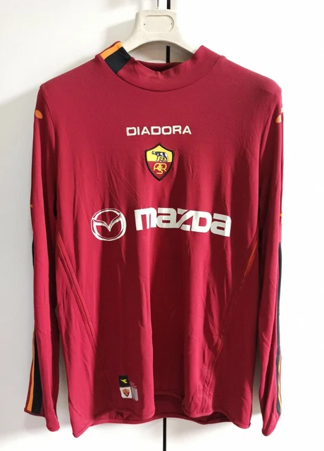 MAGLIA CALCIO ROMA shirt camiseta xl autografata totti mazda diadora ...