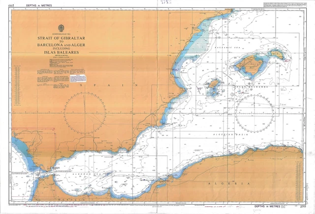 AMIRAUTÉ 2717 STRAIT Gibraltar Barcelone Alger Méditerranéenne Mer ...