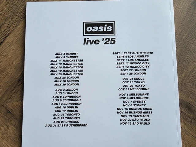 OASIS LIVE 25 Official 2025 Tour Souvenir Programme Booklet Merchandise £38.15 - PicClick UK