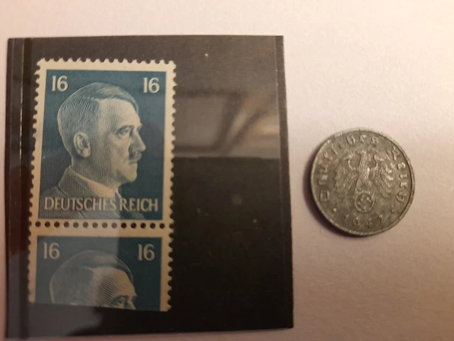 THIRD REICH. WW2 German Set Original Hitler Stamp 16 Pfennig & 1 ...