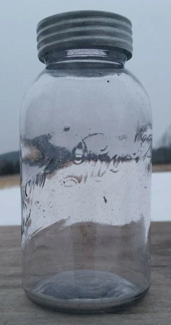 HTF CLEAR HALF Gallon THE ROSE Fruit Jar SCA Insert Excellent Condition ...