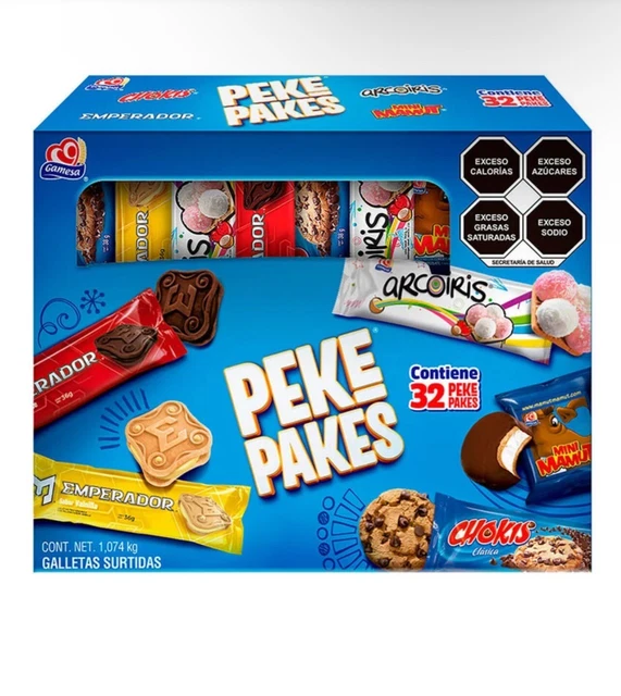 GAMESA PEKE PAKES Surtido 32 Small Packs/Arcoiris/Emperador/Chokis/Mini ...
