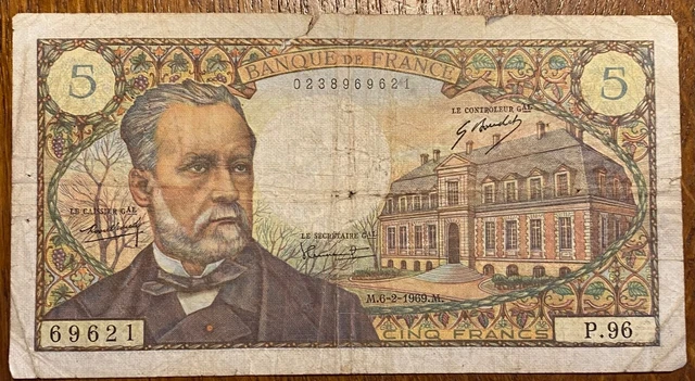 FRANCE BILLET De 5 Francs Pasteur 6-2-1969 ( Bill 159) Etat Voir Photos ...
