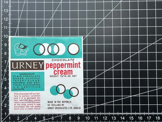 VINTAGE URNEY PEPPERMINT Cream Milk Chocolate Bar Wrapper Confectionery ...