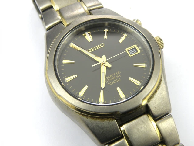 MENS VINTAGE SEIKO Kinetic Titanium Watch 5M62-0AM0 - 100m EUR 227,21 ...