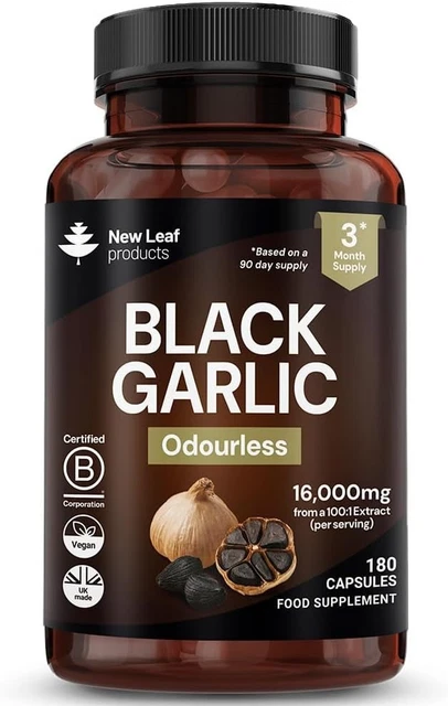 AGED BLACK Garlic Extract Capsules 16,000mg (160mg 100:1 Extract ...