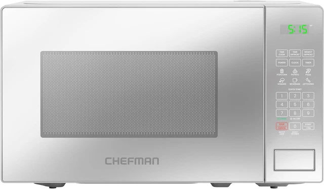 CHEFMAN 20L MICROWAVE Oven Mirror Finish 800W 6 Presets 10 Power Levels ...