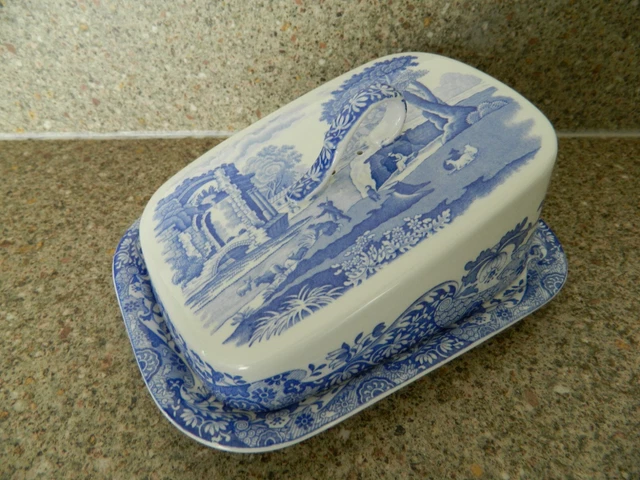 SPODE'S BLUE ITALIAN Design Cheese Dish + Cover - Vgc £16.00 - PicClick UK