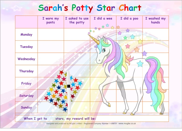 POTTY TOILET TRAINING Reward Chart Personalised Sticker Reusable ...