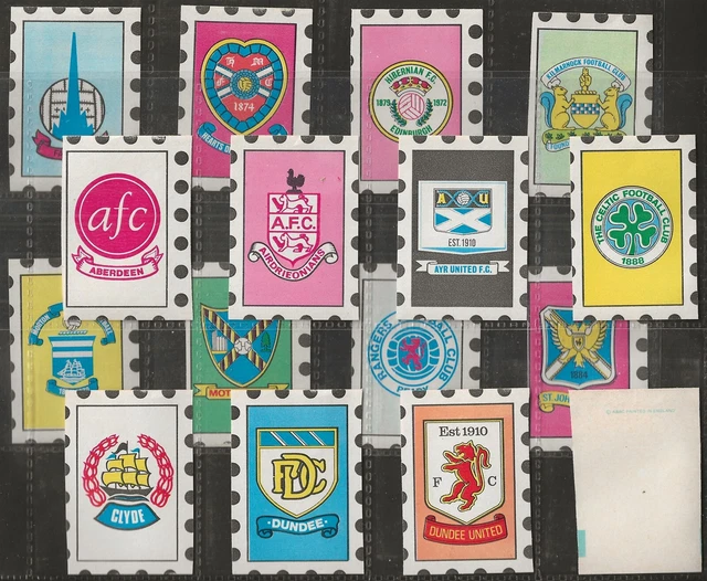 A&BC-FULL SET- FOOTBALLER Club Crests (Scottish 16 Cards) £4.20 ...