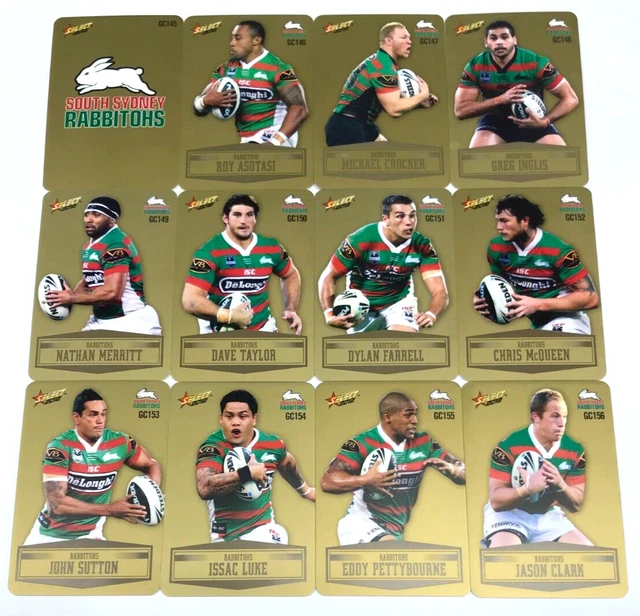2012 SELECT NRL Champions Cards Gold Parallel Card Team Set Rabbitohs ...