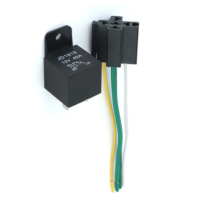 12V 12VOLT 40A Auto Automotive Relay Socket 40 Relay & Wires 4pin/5Pin ...