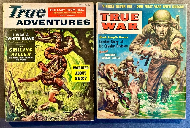 &TRUE WAR& MAGAZINE Janvier 1957" & True Adventures" Magazine Homme Nov ...