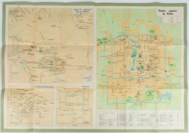 1950S MAP OF BEIJING/PEKING / Carte Touristique de Pekin Tourist Map of ...