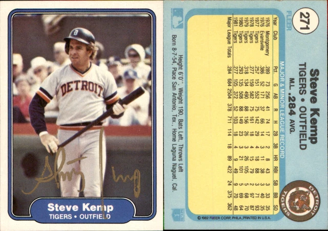 CARTE STEVE KEMP signée 1982 Fleer #271 Detroit Tigers voiture AU EUR 6,67 - PicClick FR