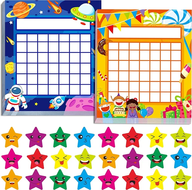 66 PACK TEACHER Incentive Reward Chart with 2024 Star Stickers，2 Themes ...