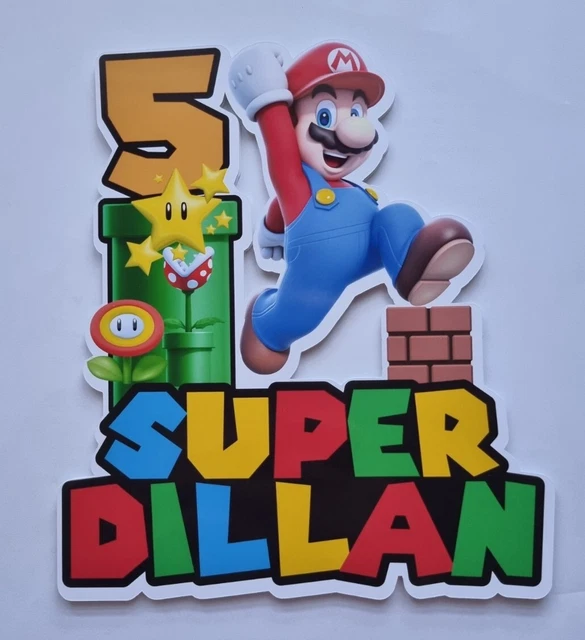 PERSONALISED SUPER MARIO Inspired Birthday Cake Topper any Name and Age ...