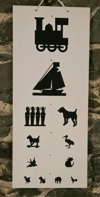 CHILDREN'S EYE TEST Chart Board Opticians Cardboard 47.5 cm x 20 cm £14 ...