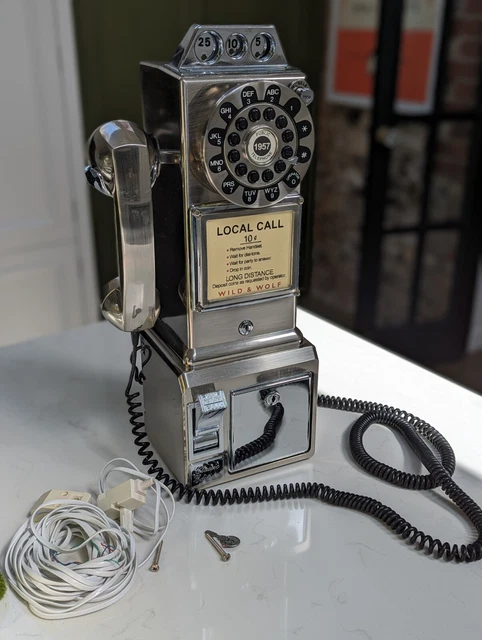 WILD AND WOLF 1957 Diner Telephone American 1950s Retro style -Working ...