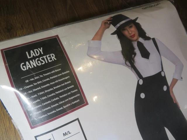 ADULTS GANGSTER LADY Fancy Dress Costume Mafia Moll Woman 1920s Womens ...