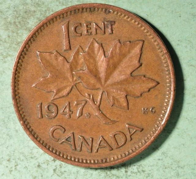 1947 ML - 1 Cent Canada 🇨🇦 BLUNT 7 - ERROR - Die Crack On I - INV# A-7 ...
