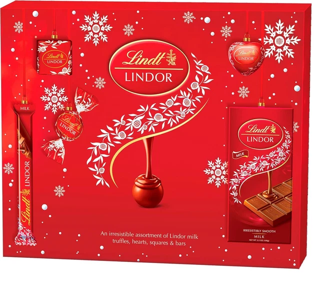 LINDT LINDOR MILK Chocolate Christmas Selection Box | Medium 234g ...
