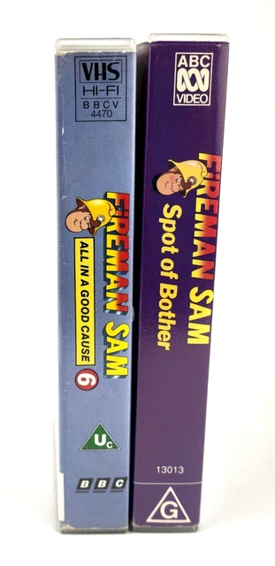 FIREMAN SAM VHS PAL Tapes x 2 All In A Good Cause 1991 & Spot of Bother ...