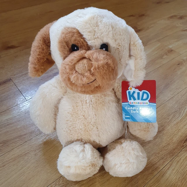 ASDA PUPPY DOG Soft Toy Plush Brown Ears Beige Tan Patch Tag Kid ...