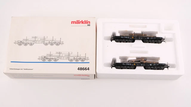 MÄRKLIN H0 48664 Schwerlastwagen-Set "Stahlbrammen" Sammp 705 der DB ...