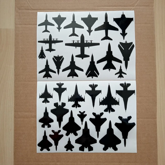 JET AIRCRAFT SILHOUETTE Stickers F15 F16 F22 F35 Tornado Self Adhesive ...