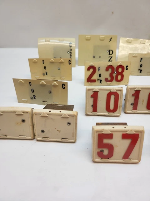 LOT VINTAGE GROCERY Store Shelf Price Tags Plastic Metal ...