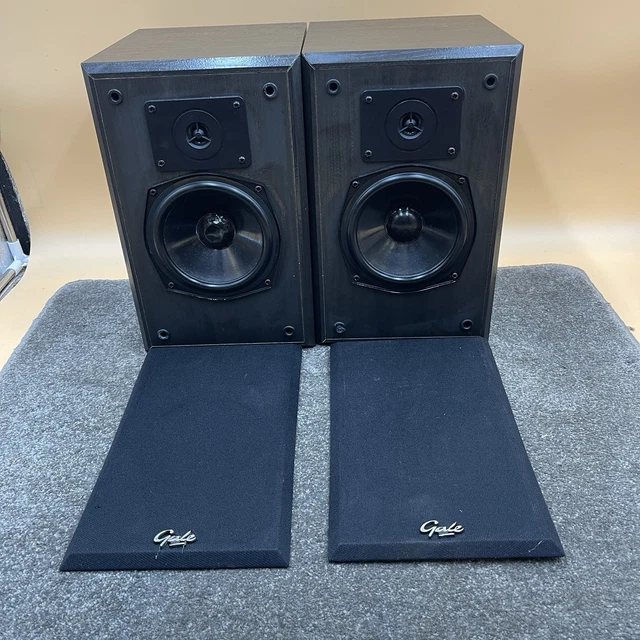 GALE ROCK MONITOR Bookshelf Speakers w/ Grills 8ohms Black Wooden ...
